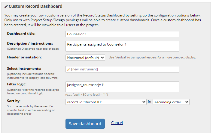 Record Status Dashboards – UCD REDCap Help Center