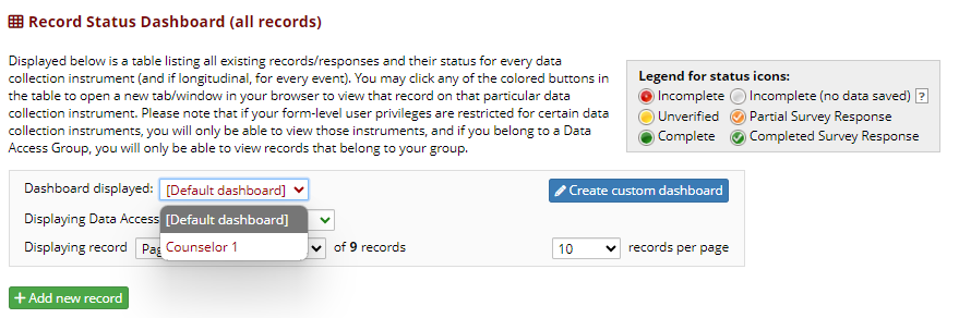 Record Status Dashboards – UCD REDCap Help Center