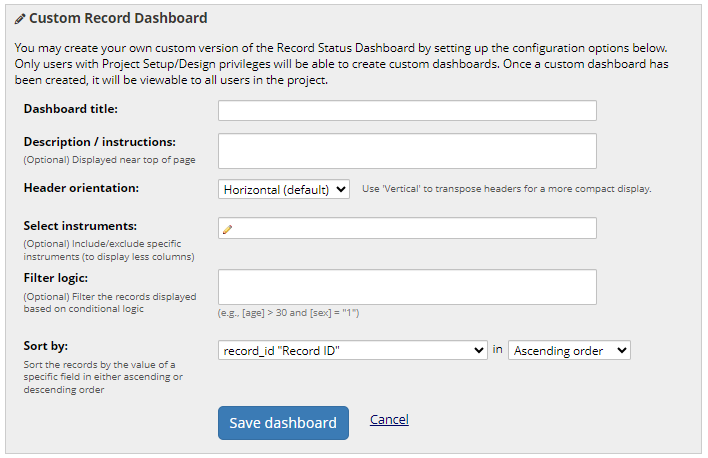 Record Status Dashboards – UCD REDCap Help Center