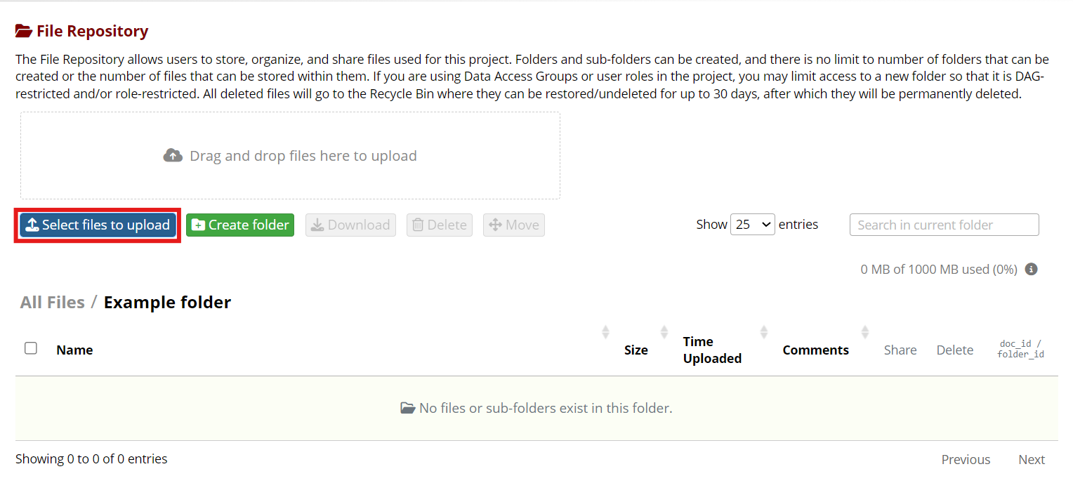 File Repository – UCD REDCap Help Center