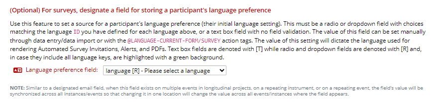 Multi-Language Management Tool (MLM) - Implementing Language Selection – UCD REDCap Help Center