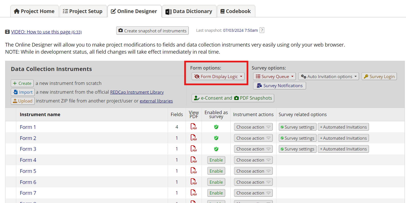 Form Display Logic – UCD REDCap Help Center