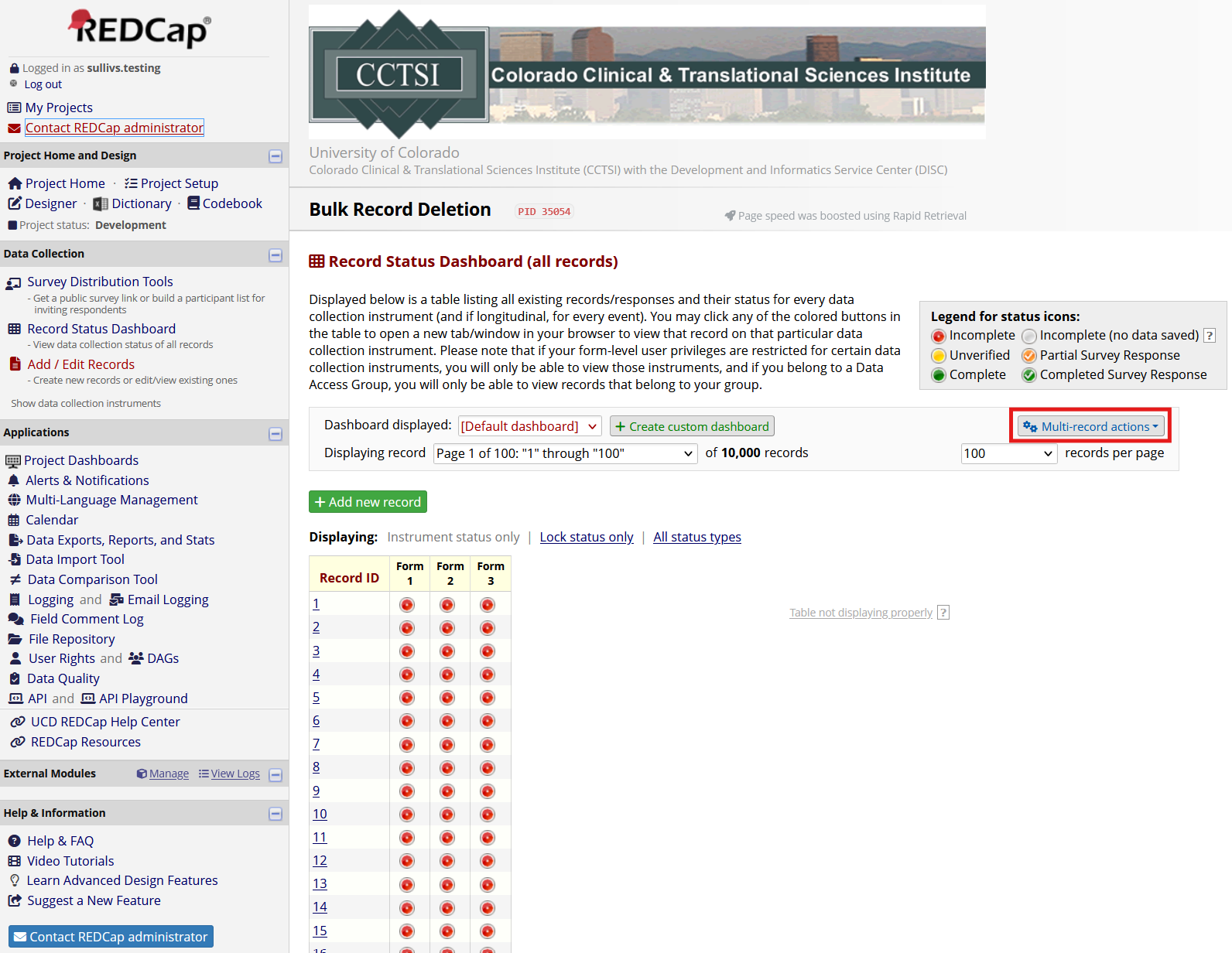 Bulk Record Delete – UCD REDCap Help Center