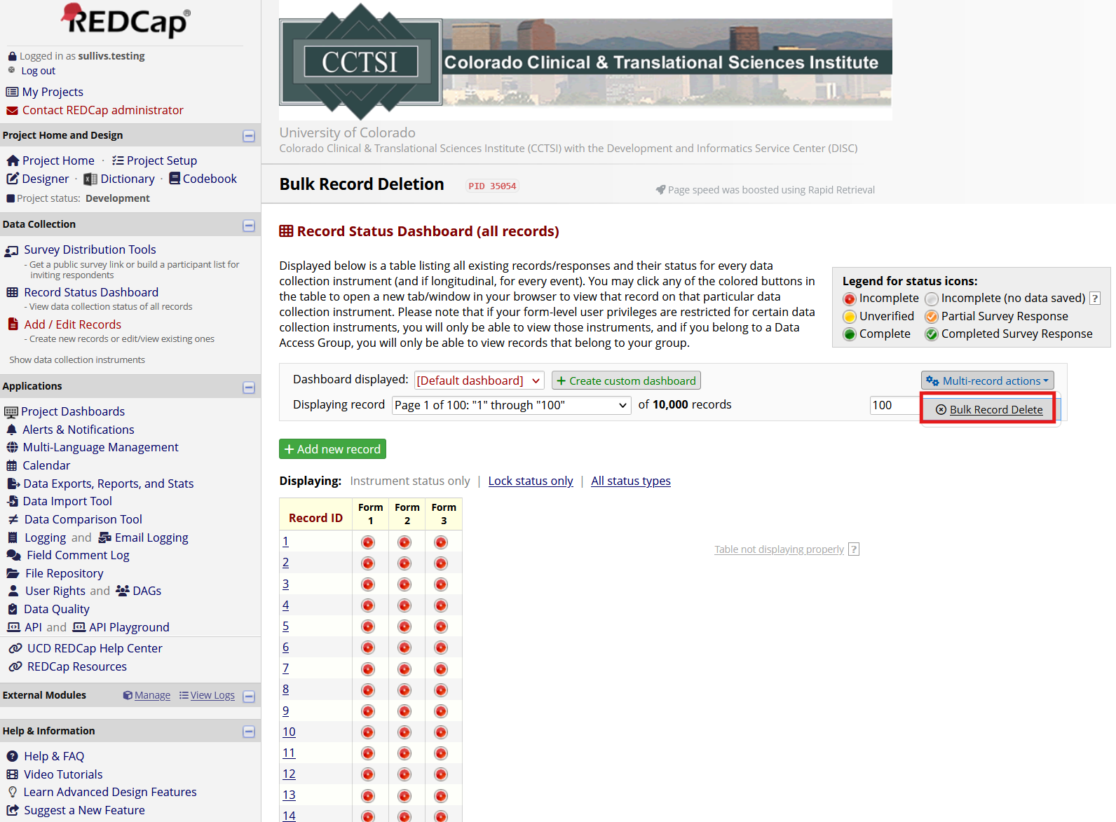 Bulk Record Delete – UCD REDCap Help Center