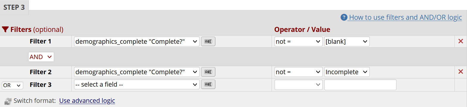 BUG FIX - Form/Survey Complete Logic Impacted – UCD REDCap Help Center
